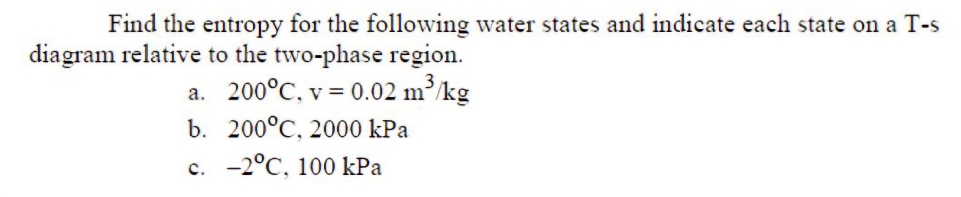 Solved Find the entropy for the following water states and | Chegg.com