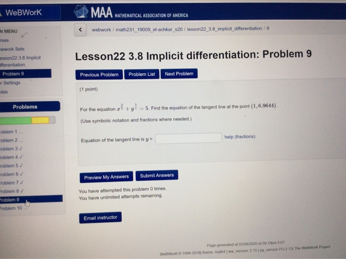 Solved WebWork M AA MATHEMATICAL ASSOCIATION OF AMERICA | Chegg.com Solved WebWork M AA MATHEMATICAL ASSOCIATION OF AMERICA | Chegg.com