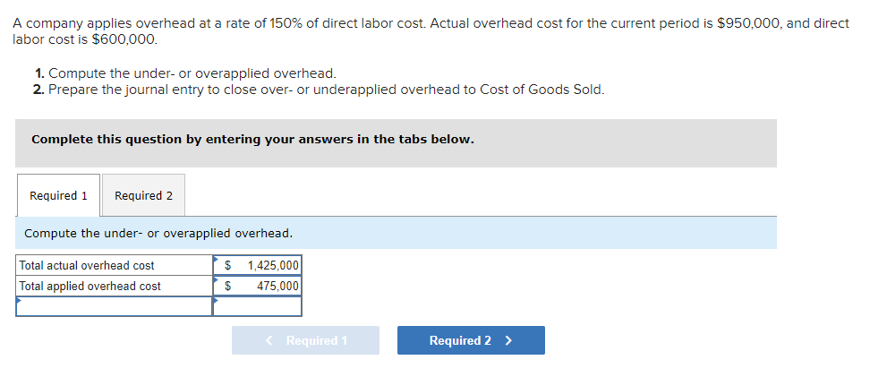 Solved A company applies overhead at a rate of 150% ﻿of | Chegg.com
