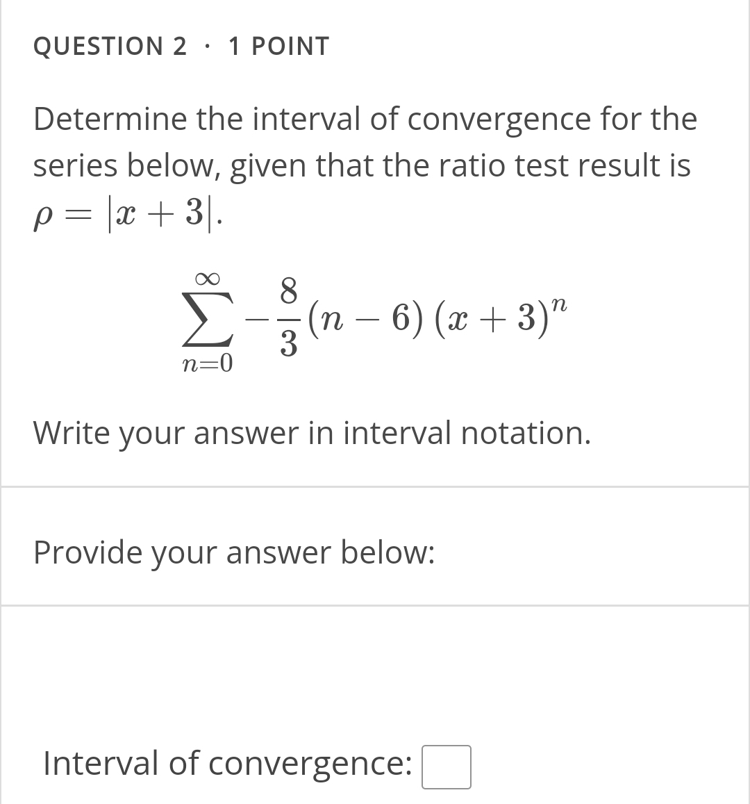 Solved QUESTION 2 - 1 ﻿POINTDetermine the interval of | Chegg.com