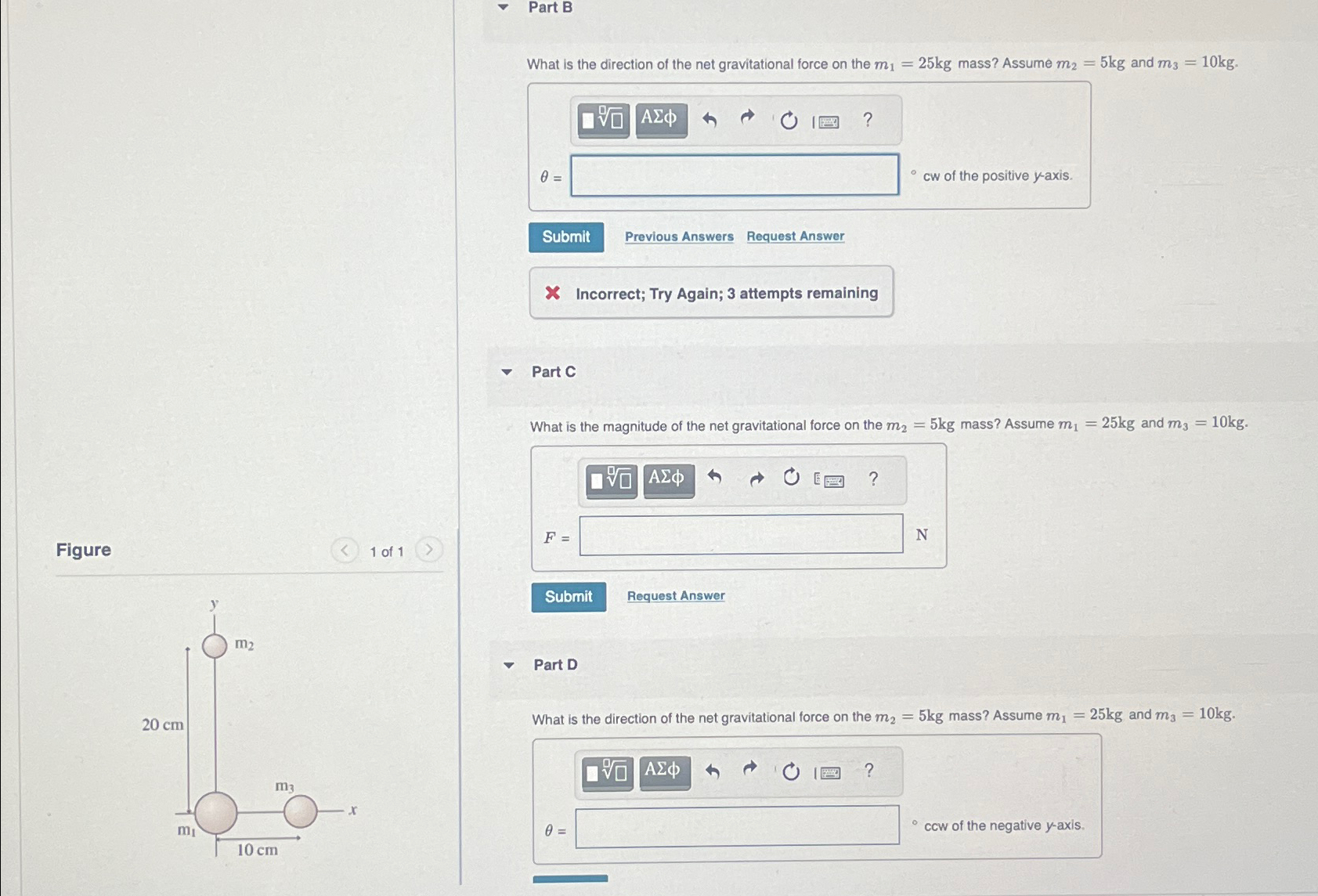Solved Part BWhat is the direction of the net gravitational | Chegg.com