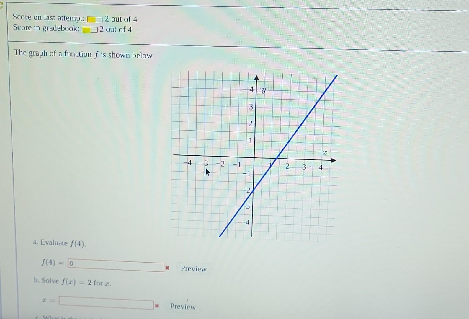 Solved Score on last attempt: 2 out of 4 Score in gradebook: | Chegg.com
