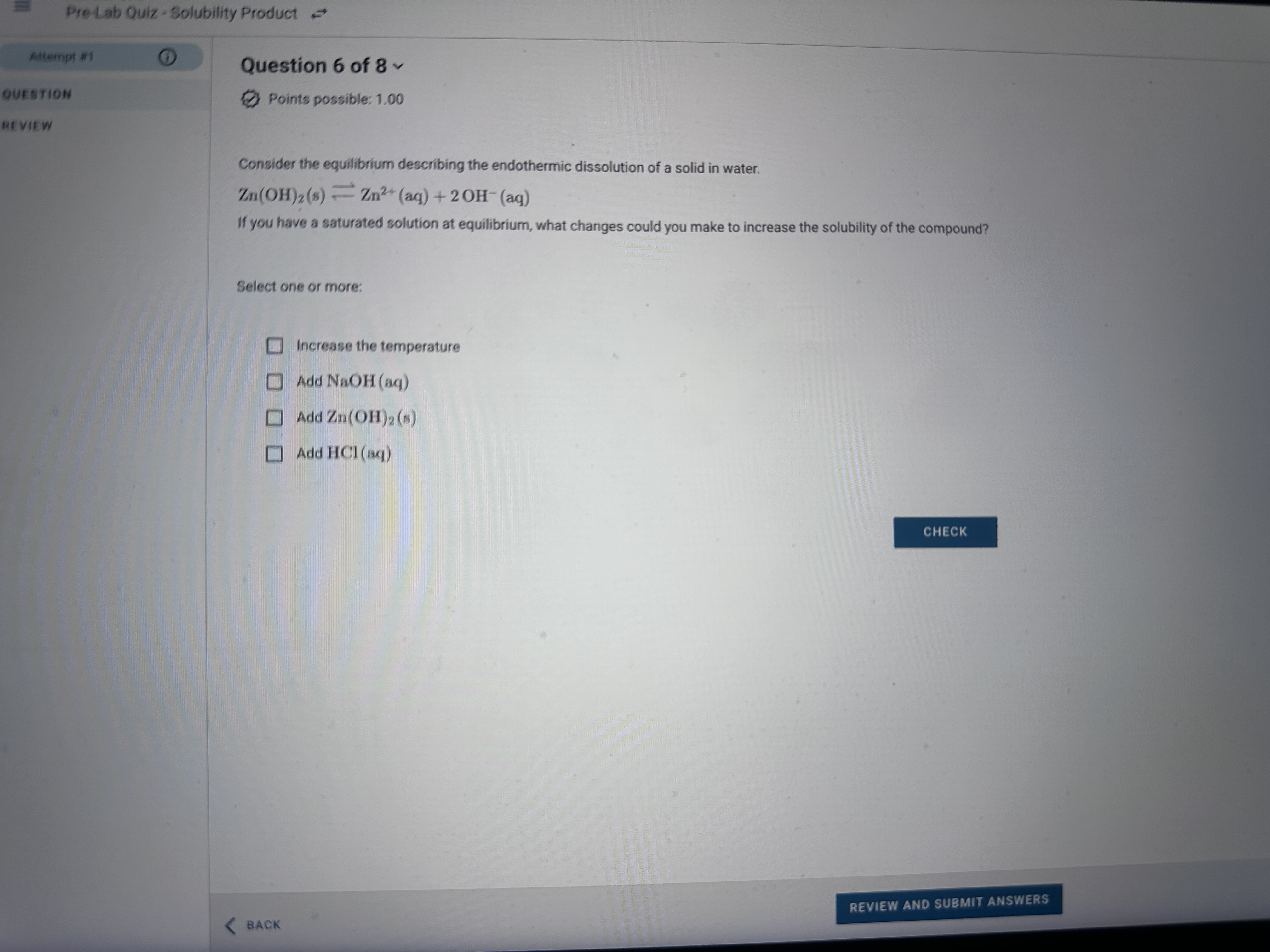 Solved Points possible: 1.00Consider the equilibrium | Chegg.com