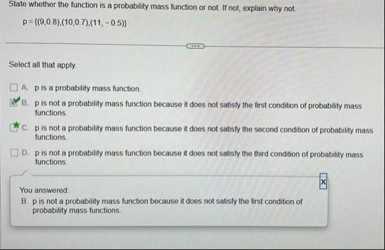 Solved State whether the function is a probability mass | Chegg.com