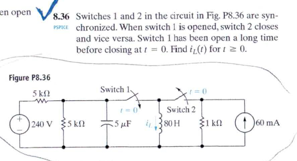 Solved by an EXPERT en open8.36 ﻿Switches 1 ﻿and 2 ﻿in the circuit in | Chegg.com