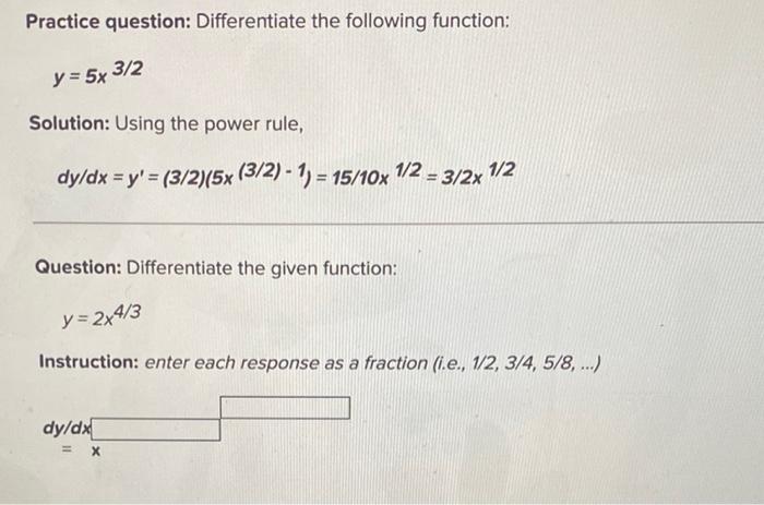 Solved Practice question: Differentiate the following | Chegg.com