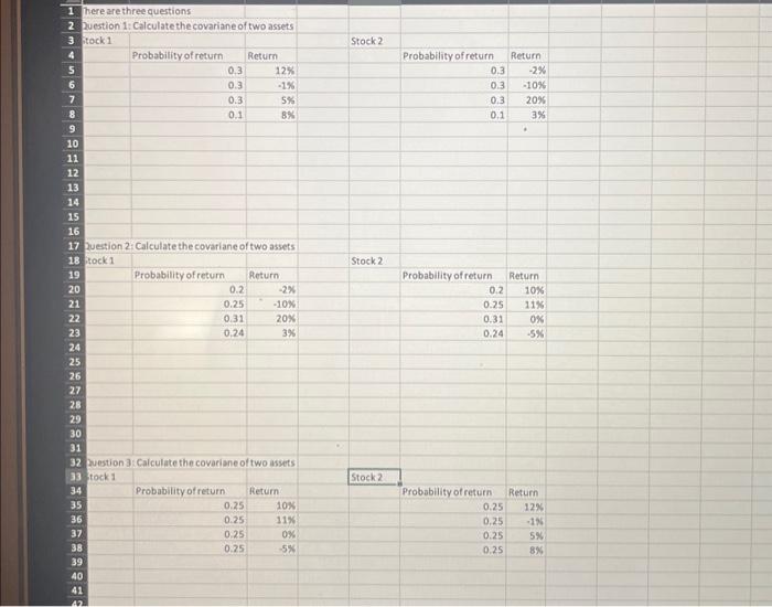 Solved Luestion 2: Calculate the covariane of two assets | Chegg.com