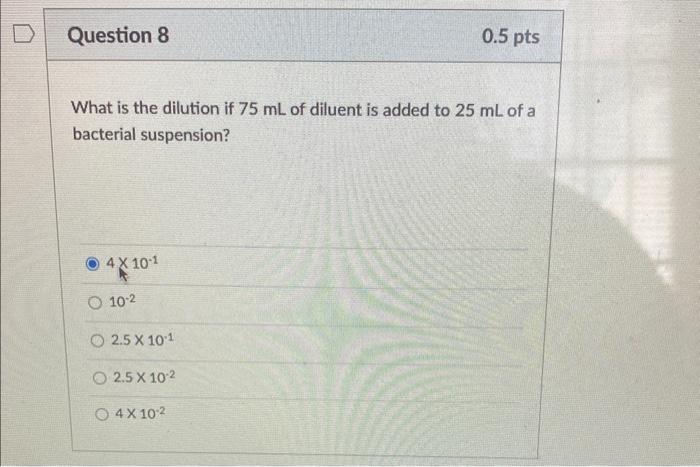 Solved What is the dilution if 75 mL of diluent is added to | Chegg.com