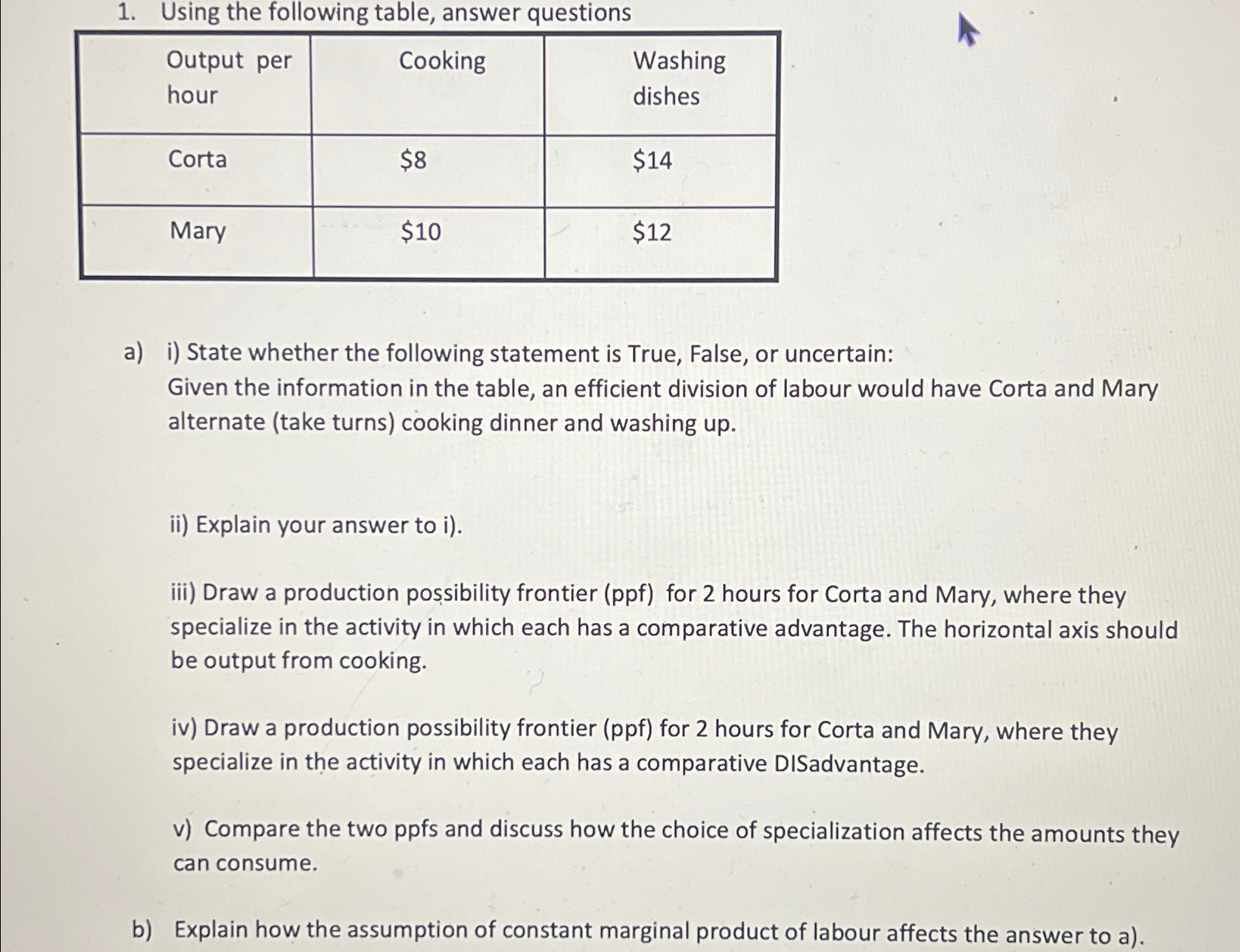 Solved Using the following table, answer | Chegg.com
