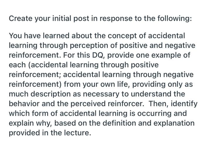 Solved Create your initial post in response to the | Chegg.com
