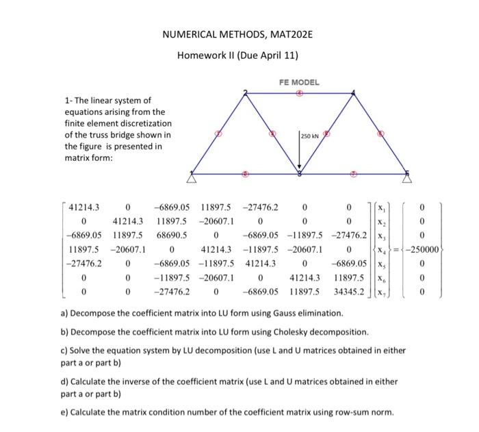 NUMERICAL METHODS, MAT202E Homework II (Due April 11) | Chegg.com