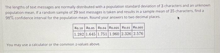 The lengths of text messages are normally distributed | Chegg.com