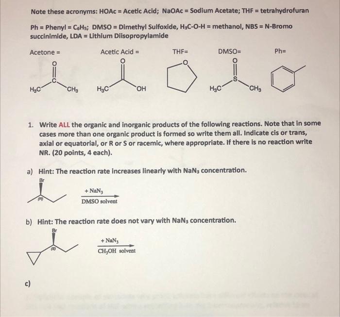 Solved Note these acronyms: HOAc = Acetic Acid; NaoAc = | Chegg.com