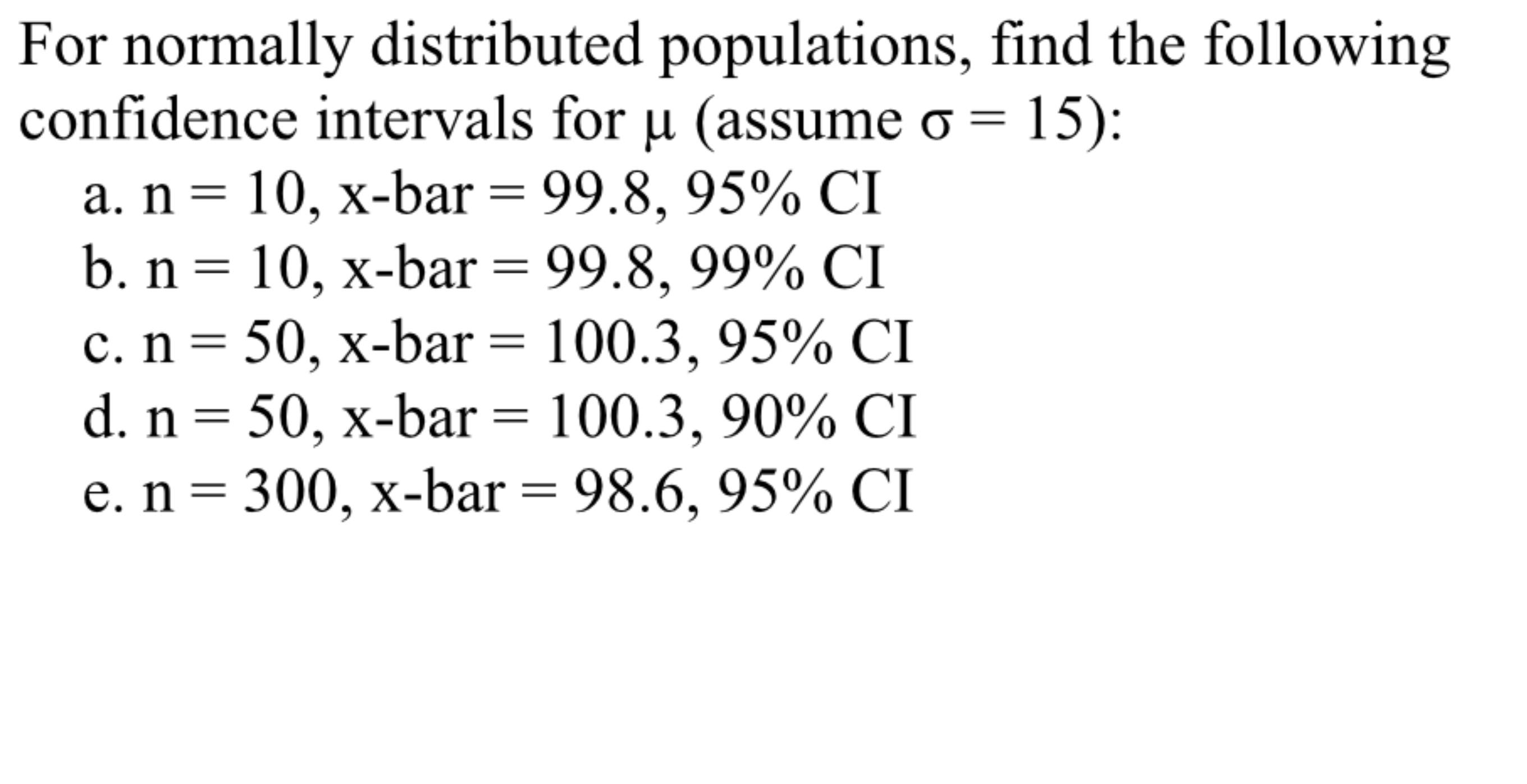 Solved For normally distributed populations, find the | Chegg.com