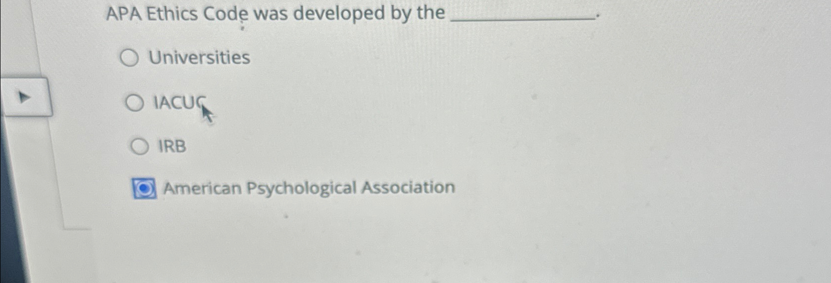 Solved APA Ethics Code was developed by | Chegg.com