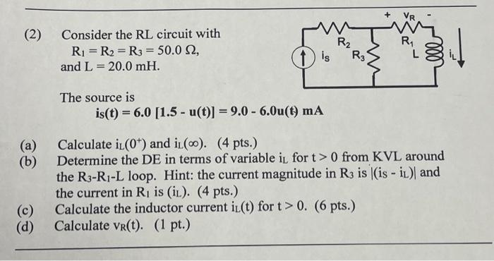 Solved R1=R2=R3=50.0Ω, and L=20.0mH. The source is is | Chegg.com