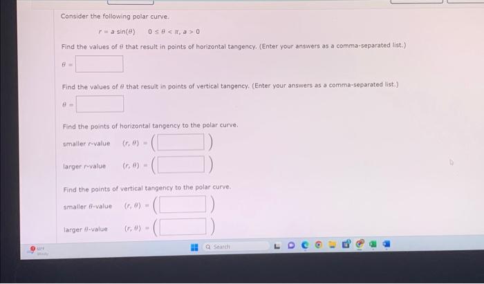 Solved Consider the following polar curve. | Chegg.com