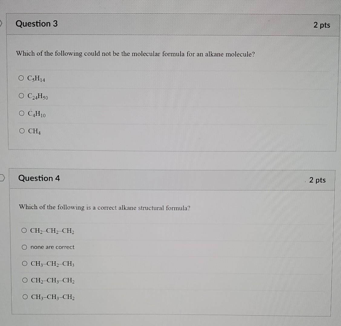 Solved 2 Question 3 2 pts Which of the following could not | Chegg.com