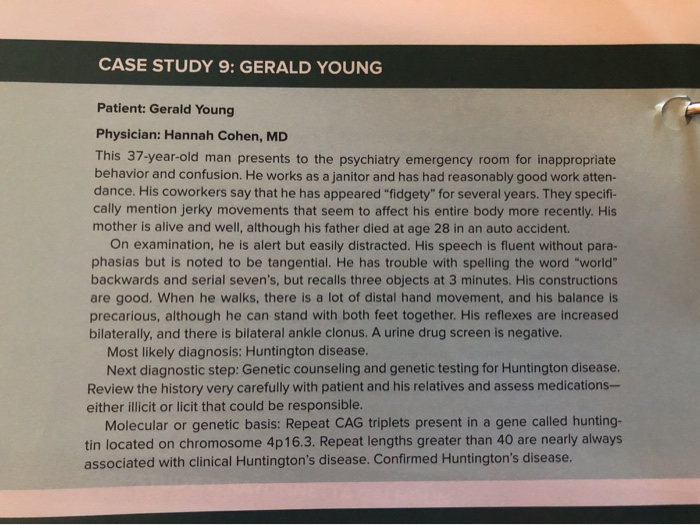 Solved CASE STUDY 9: GERALD YOUNG Patient: Gerald Young | Chegg.com