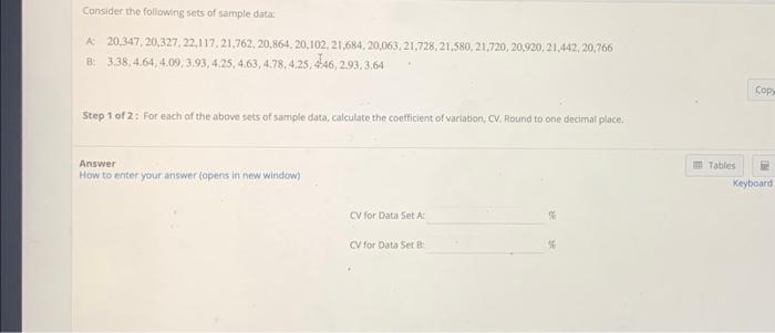 Consider the following sets of sample data: A: | Chegg.com