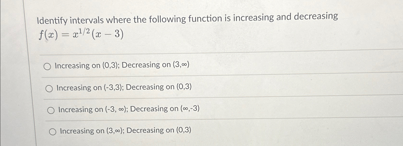 Solved Identify intervals where the following function is | Chegg.com