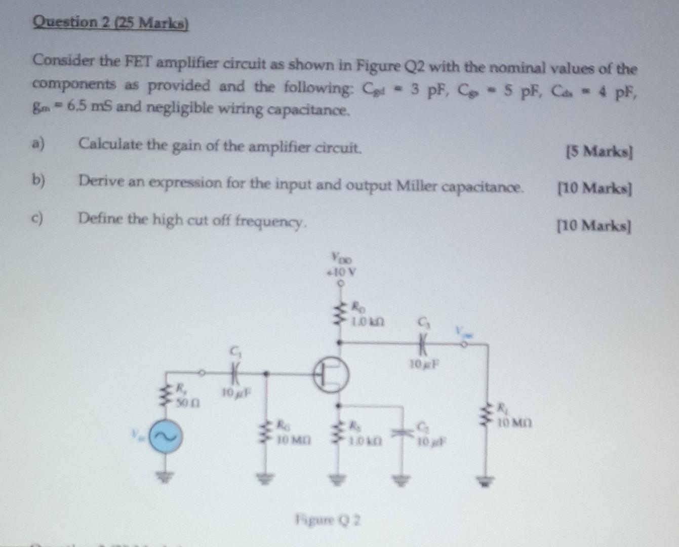 Consider the FET amplifier circuit as shown in Figure | Chegg.com