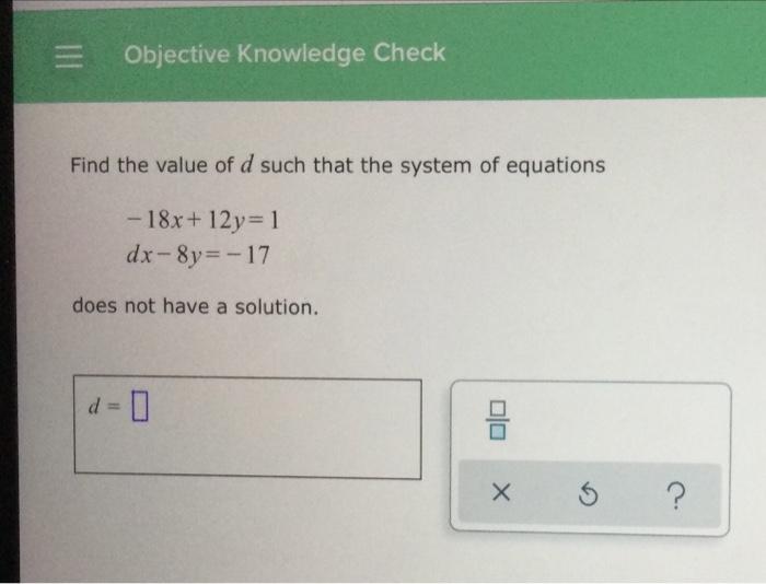 Solved Objective Knowledge Check Find the value of d such | Chegg.com