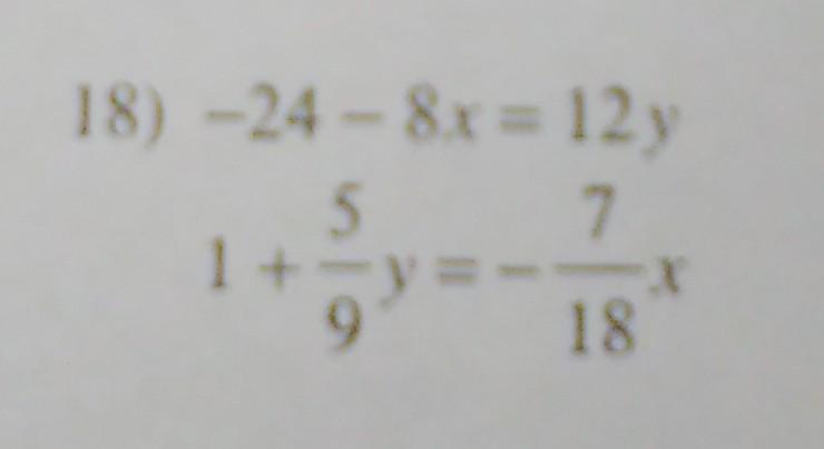 Solved 18) −24−8x1+95y=12y=−187x | Chegg.com