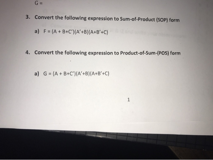 Solved 3. Convert the following expression to Sum-of-Product | Chegg.com