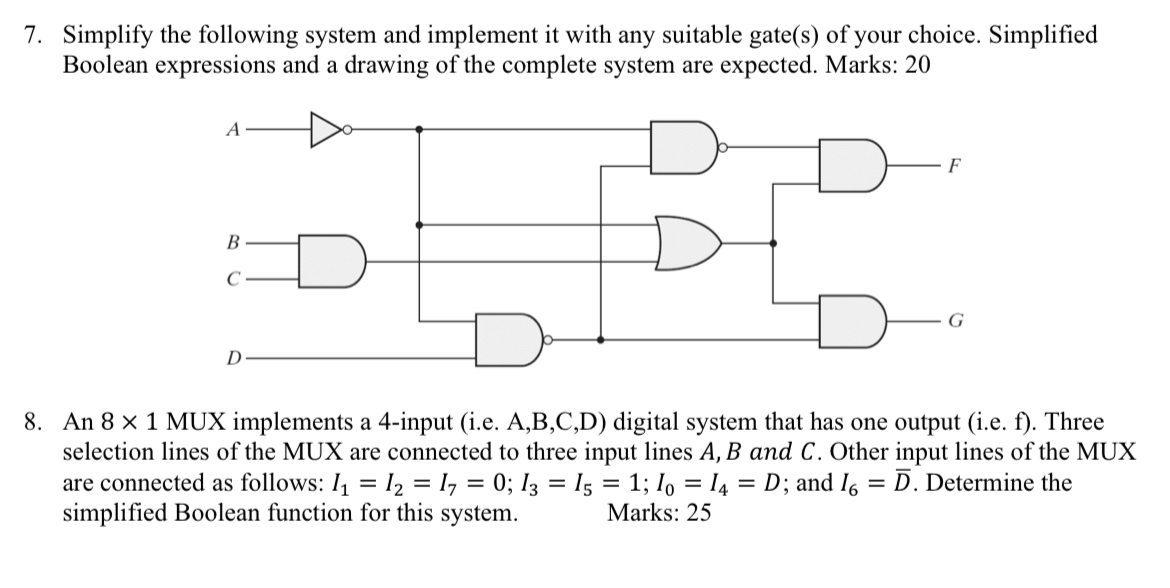 Solved Simplify the following system and implement it with | Chegg.com