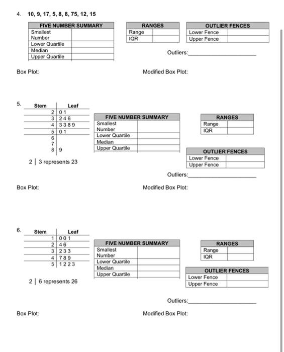 Solved 5 Number Summary Name Stat LMC Math 110 Lab Work 2 | Chegg.com