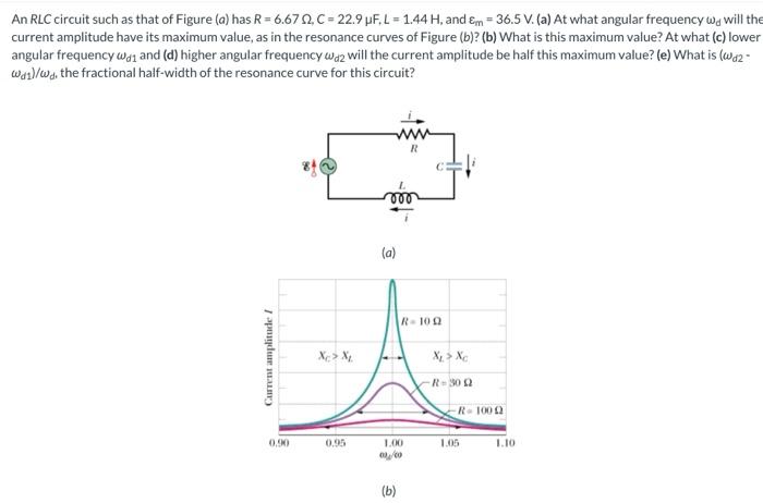 Solved An RLC circuit such as that of Figure (a) has | Chegg.com