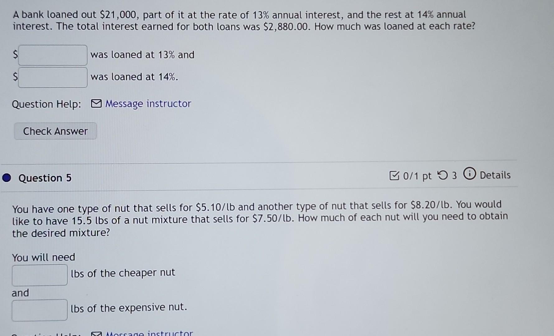 Solved A bank loaned out $21,000, part of it at the rate of | Chegg.com