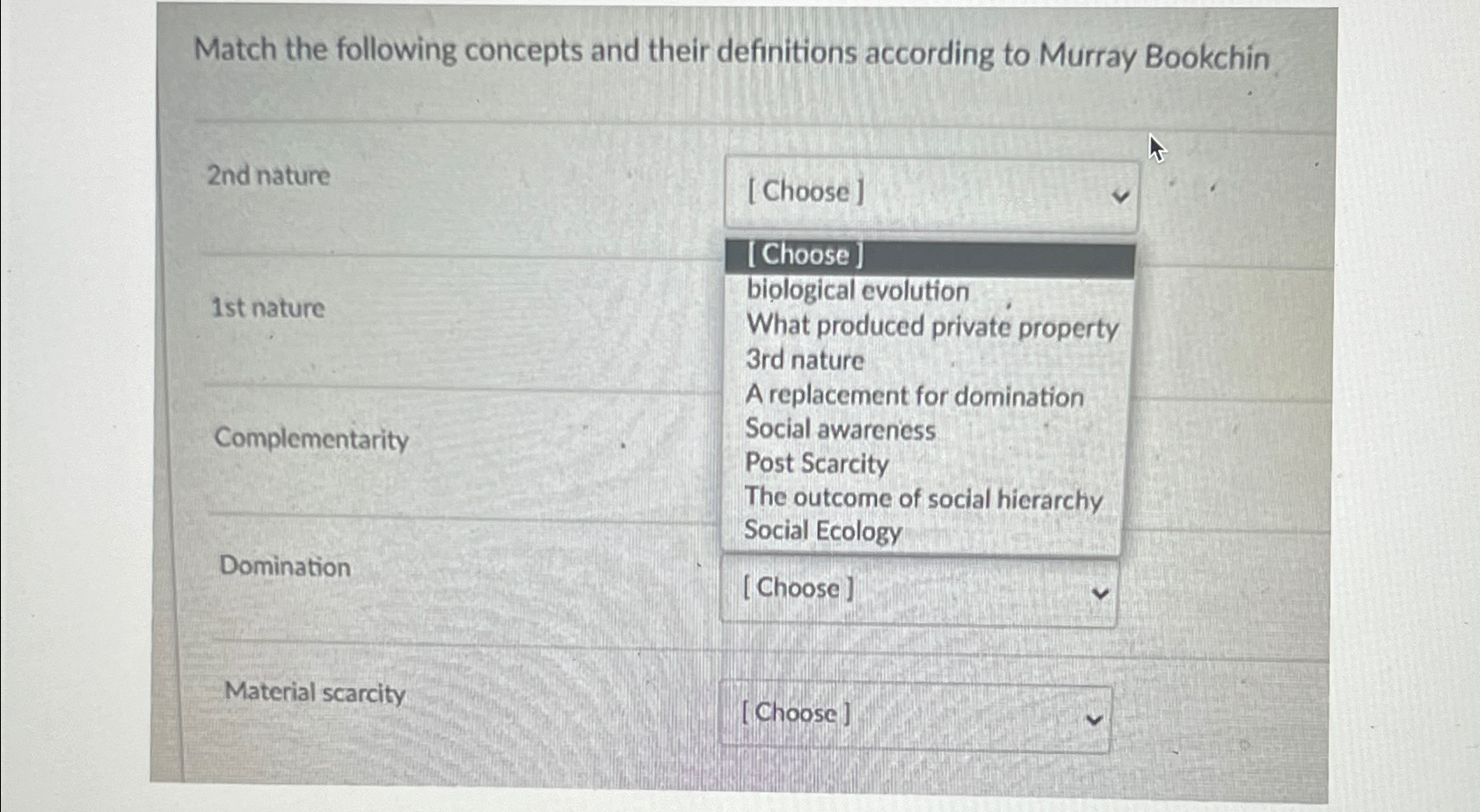 Solved Match the following concepts and their definitions | Chegg.com