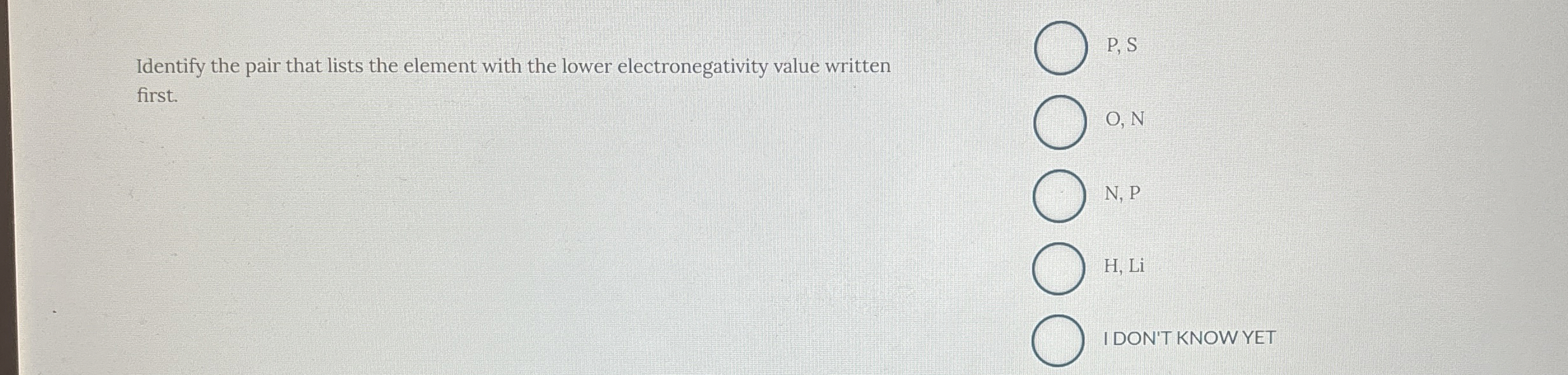 Solved Identify the pair that lists the element with the | Chegg.com
