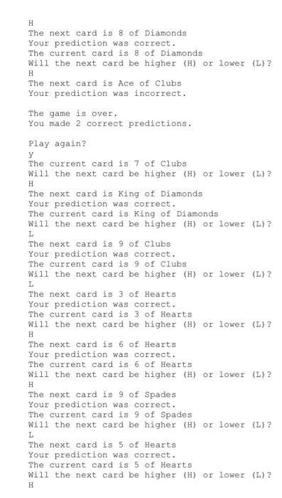 Solved compiles. From there you are to implement a High-Low | Chegg.com