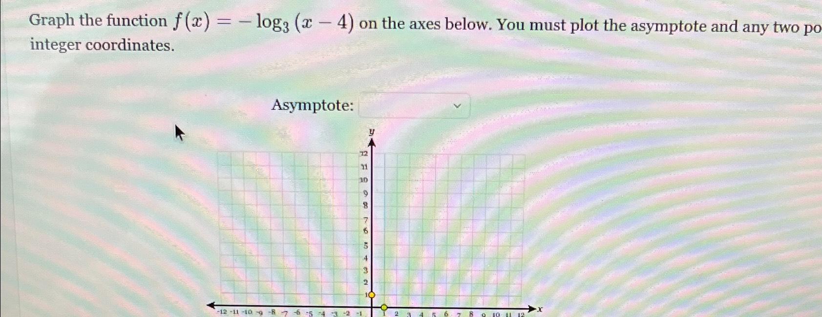 Solved Graph the function f(x)=-log3(x-4) ﻿on the axes | Chegg.com