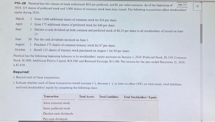 Solved Referring to the information provided in P-10-2B 1) | Chegg.com