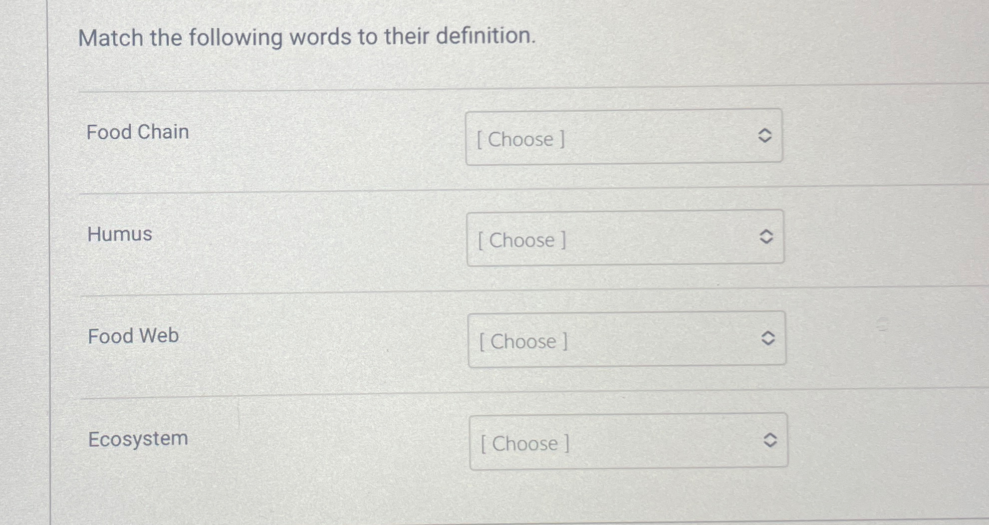 Solved Match the following words to their definition.Food | Chegg.com