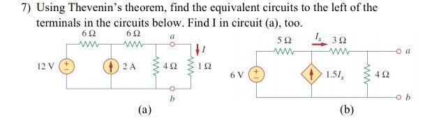 Solved 7) Using Thevenin's theorem, find the equivalent | Chegg.com