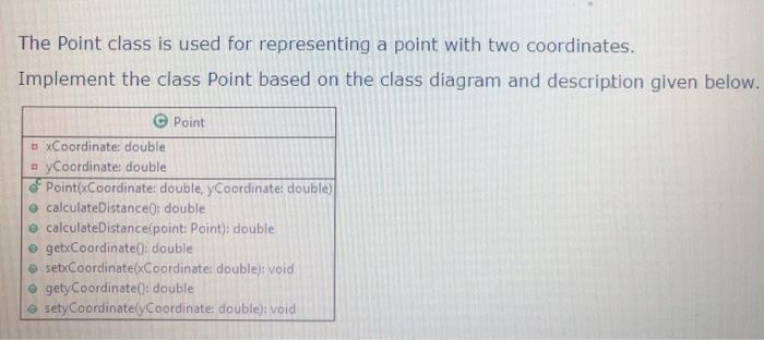 Solved The Point Class Is Used For Representing A Point With 