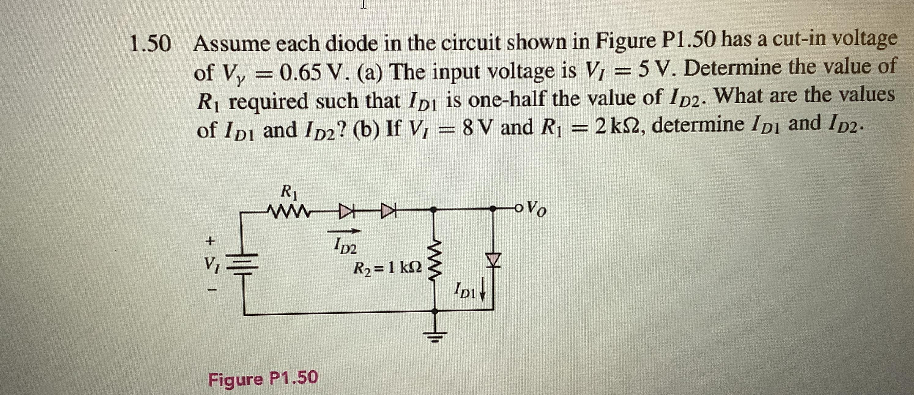 Solved 1.50 Assume each diode in the circuit shown in Figure | Chegg.com
