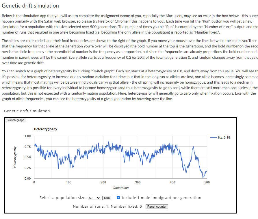 Genetic drift simulationBelow is the simulation app | Chegg.com