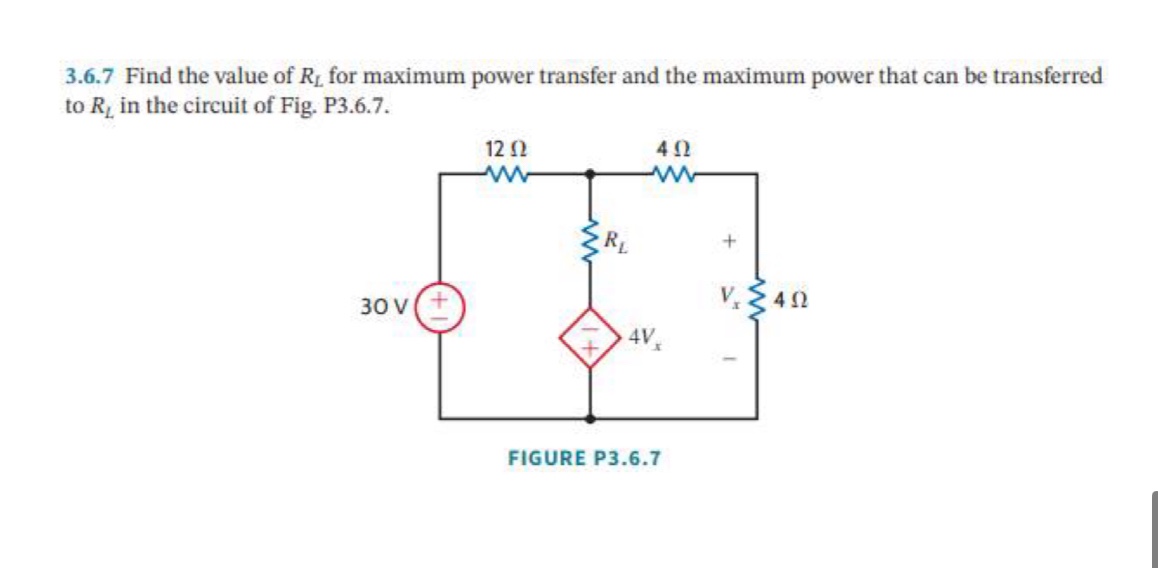 Solved 3.6.7 ﻿Find the value of \( ﻿R_{L} \) ﻿for maximum | Chegg.com