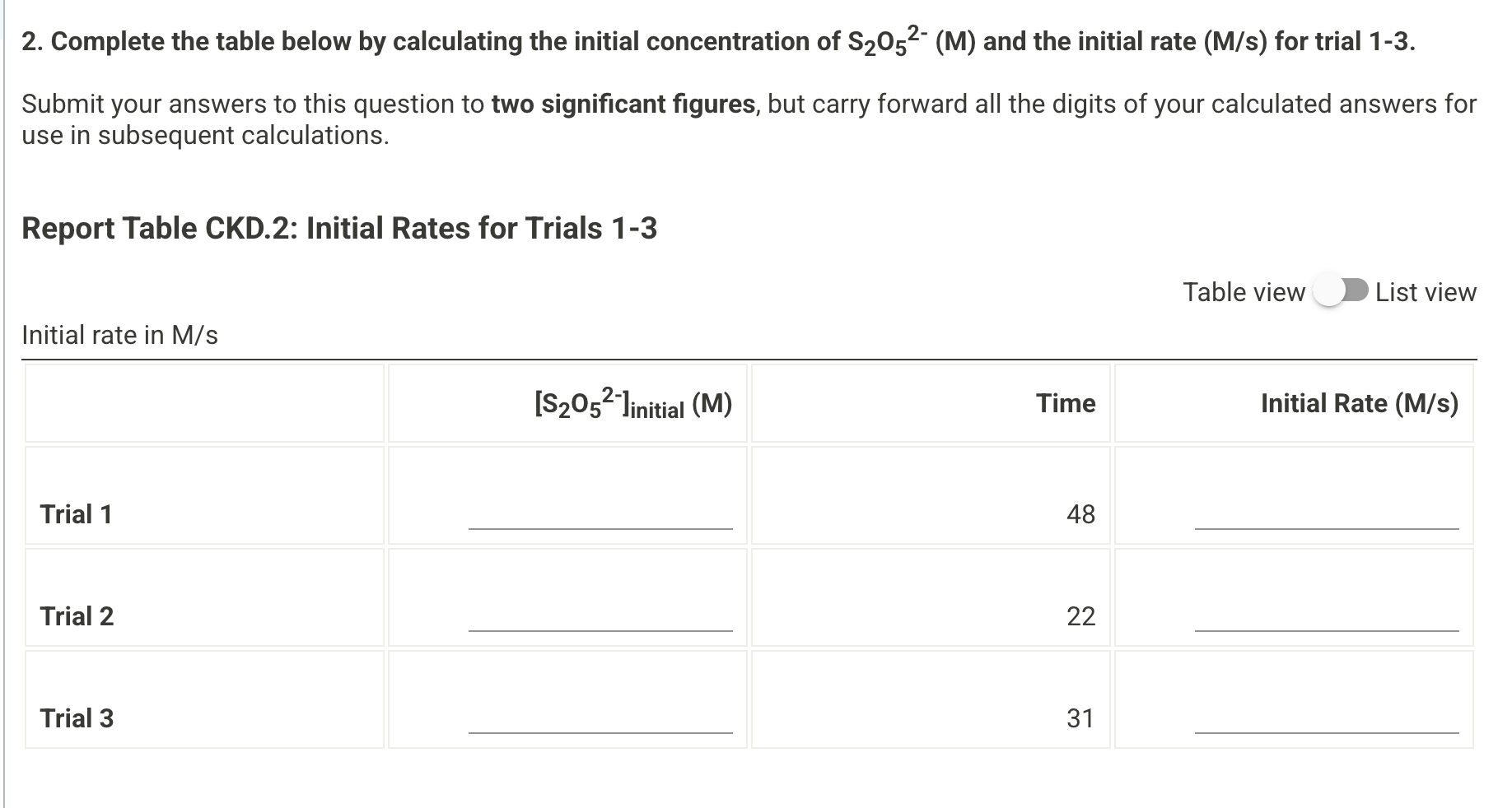 Solved Complete the table below by calculating the initial | Chegg.com