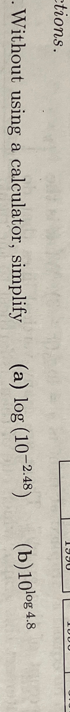 Solved . ﻿Without using a calculator, | Chegg.com