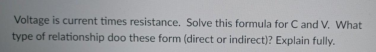 Solved Voltage is current times resistance. Solve this | Chegg.com