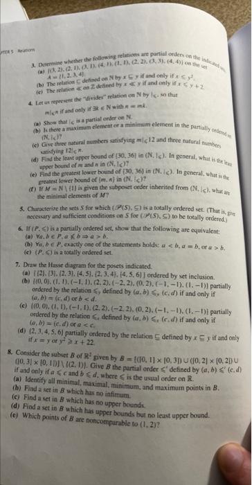 Solved 3. Detemine whethet the following reletiones are | Chegg.com Solved 3. Detemine whethet the following reletiones are | Chegg.com
