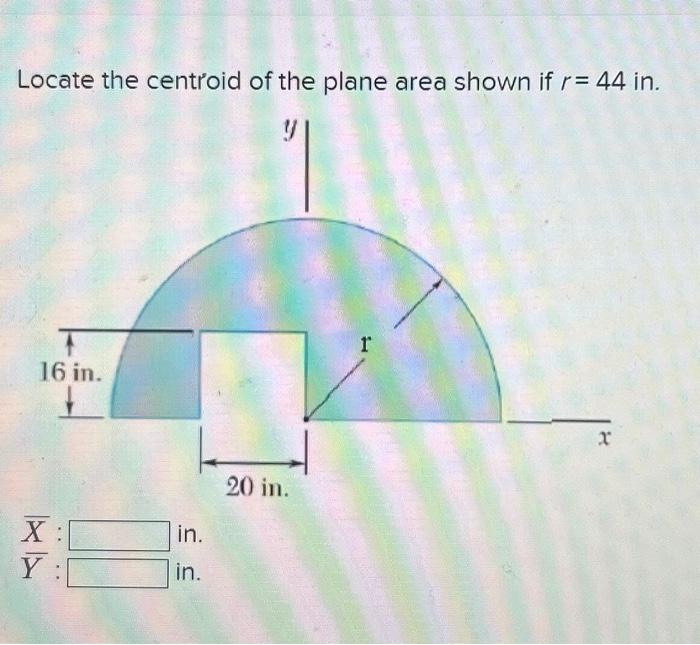 Solved Locate the centroid of the plane area shown if r= 44 | Chegg.com
