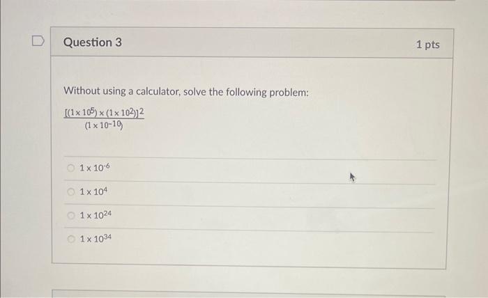 Solved Without using a calculator, solve the following | Chegg.com